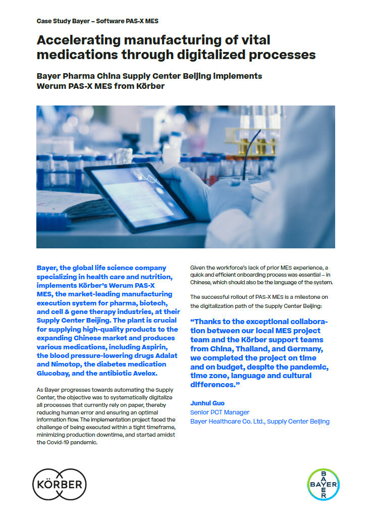 Körber Pharma | Software | PAS-X Beijing Supply Center